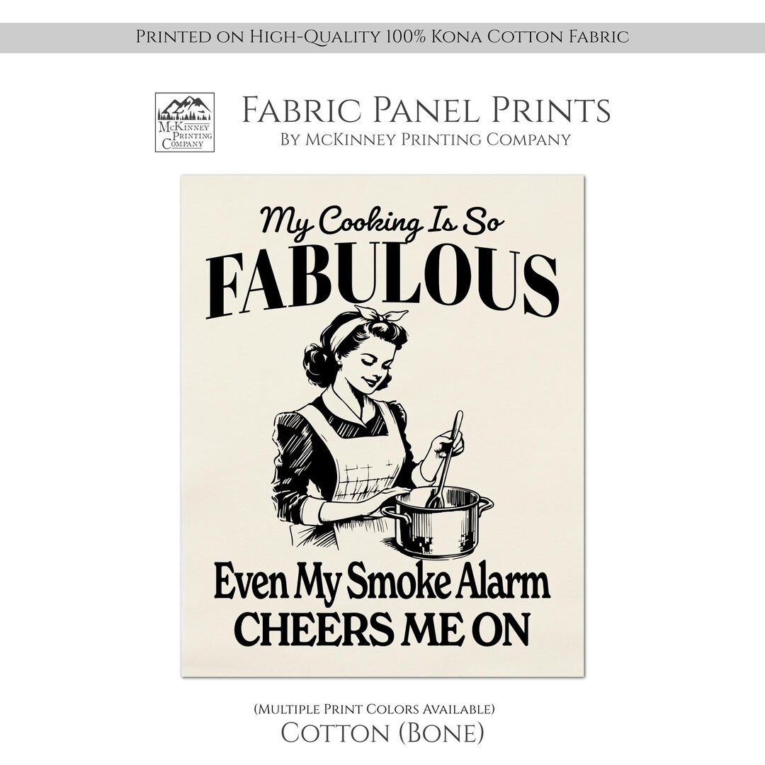 Cooking Fabric, Kitchen, Cooking, Food, Baking, Funny, Large Print ...