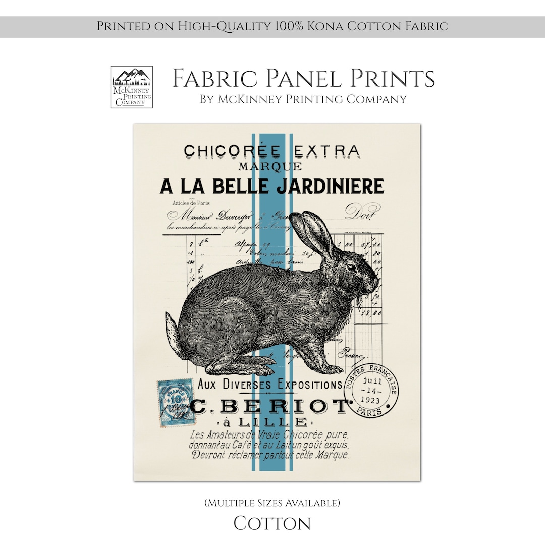 Shabby Chic Fabric, Bunny Fabric, French Country, Rabbit Fabric, Wall ...