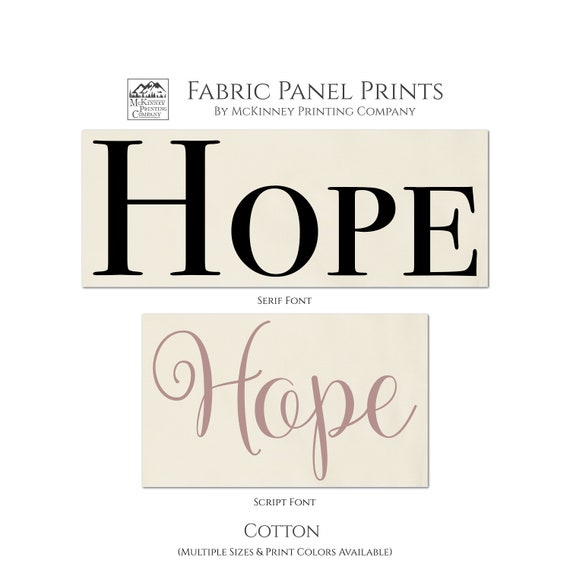 Hope Print Word Custom Quote Sign Large Print Fabric - Etsy