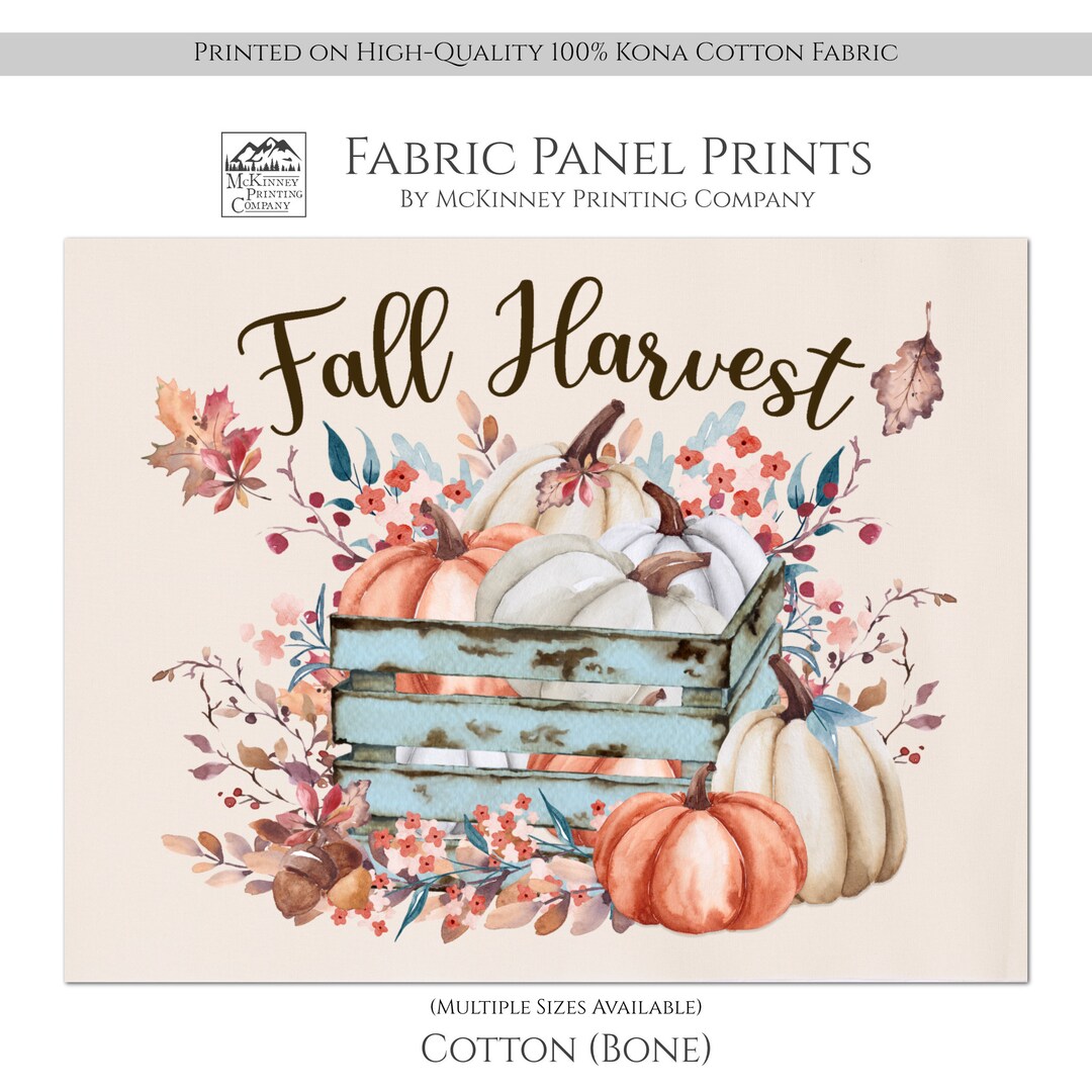 Fall Fabric Panel, Fabric, Autumn Decor, Large Print Fabric, Block ...