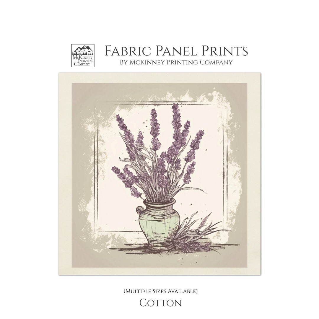 Lavender Plant, Fabric Panel, Shabby Chic Floral Fabric, Large Print ...