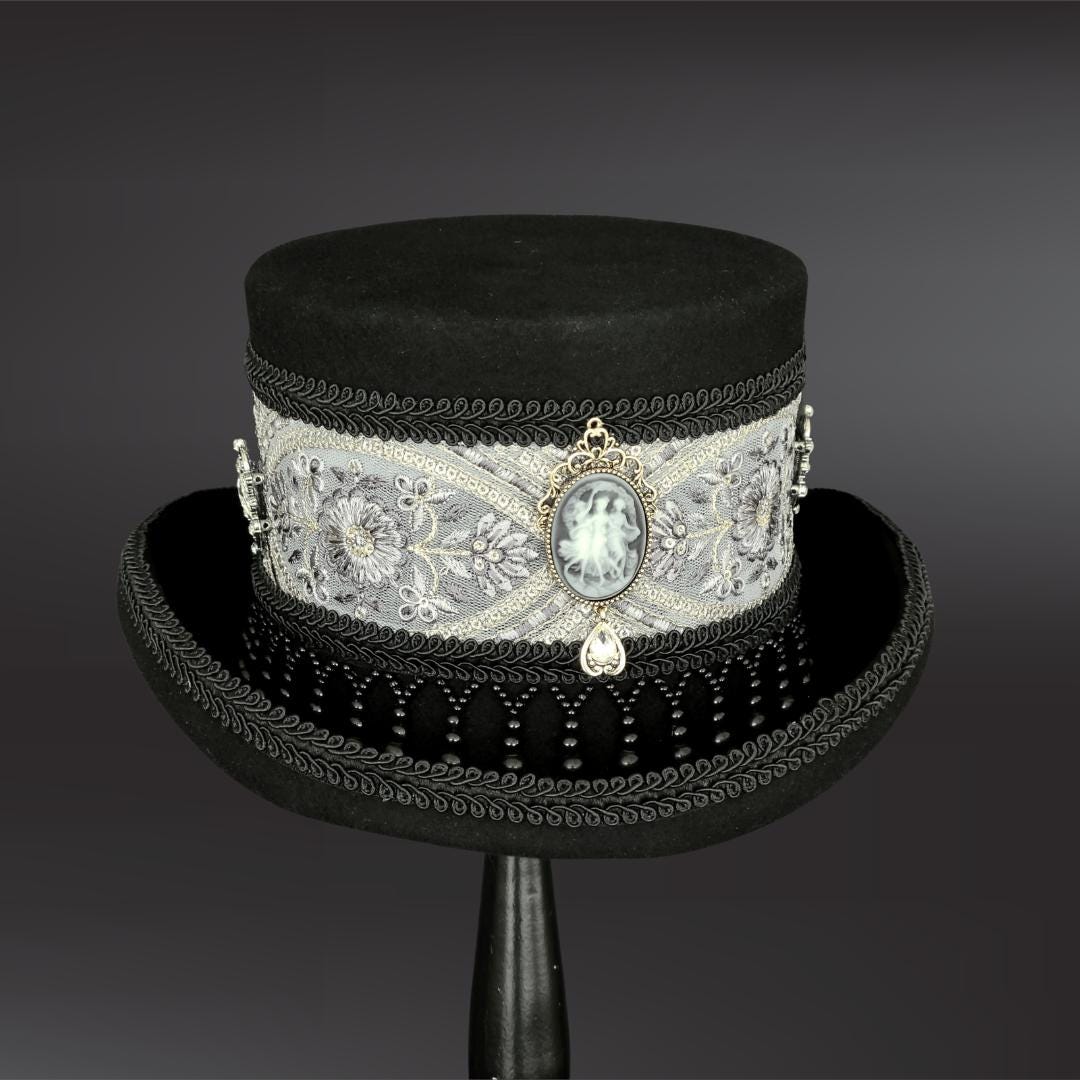 Black and Grey Beaded Top Hat - Etsy