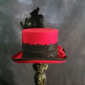 Elegant Tall Red and Black Top Hat - Etsy