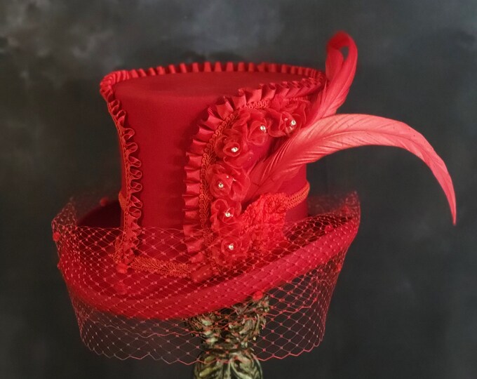 Elegant Tall Red Top Hat - Etsy