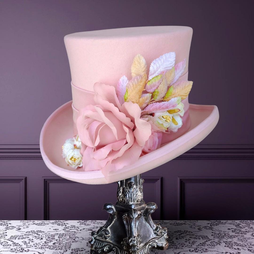 Tall Blush Pink and Ivory Top Hat - Etsy