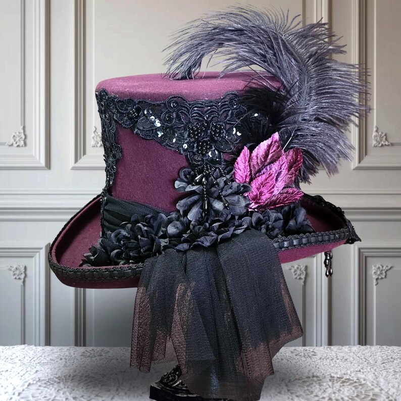 Burgundy Victorian Gothic Top Hat - Etsy