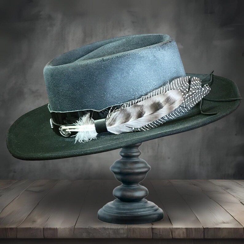 Black and Grey Distressed Gambler Hat-size Large - Etsy