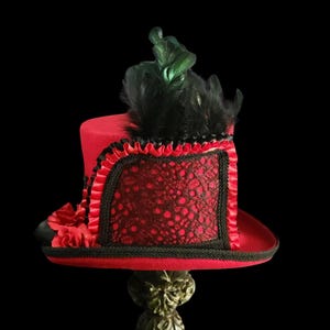 Elegant Tall Red and Black Top Hat - Etsy