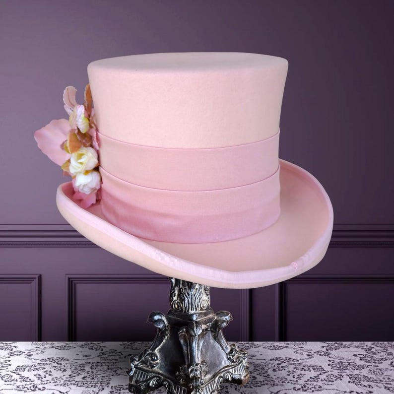 Tall Blush Pink and Ivory Top Hat - Etsy