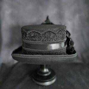 Black Top Hat With Lace - Etsy