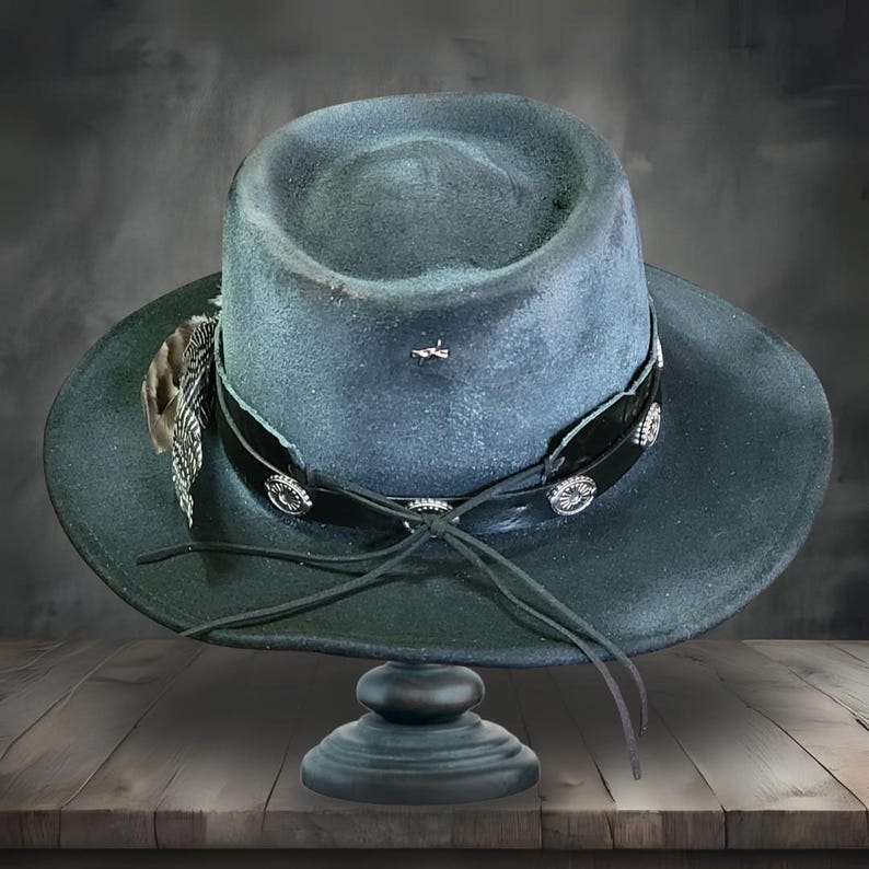 Black and Grey Distressed Gambler Hat-size Large - Etsy