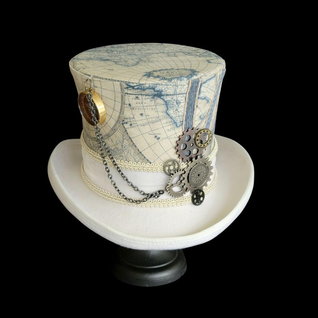 Tall Ivory Top Hat With Unique Atlas Fabric Covering - Etsy Canada