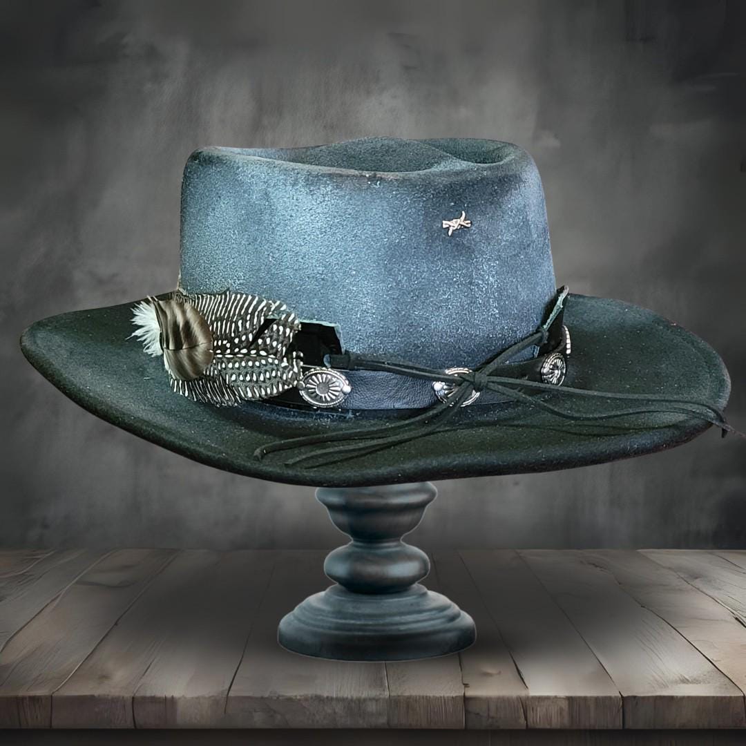 Black and Grey Distressed Gambler Hat-size Large - Etsy