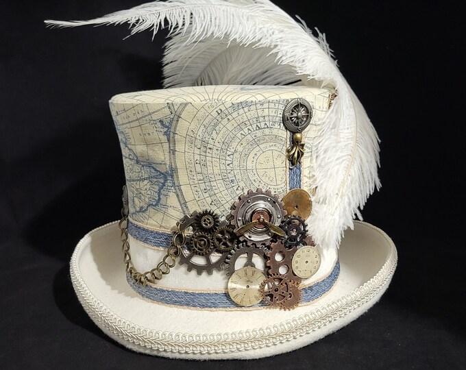 Tall Ivory Top Hat With Unique Atlas Fabric Covering - Etsy