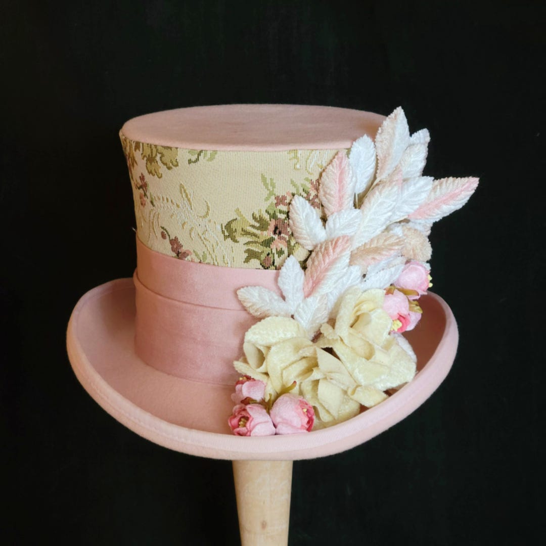 Tall Pink Top Hat With Tapestry - Etsy