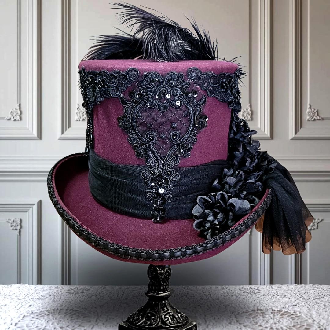 Burgundy Victorian Gothic Top Hat - Etsy