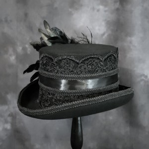 Black Top Hat With Lace - Etsy