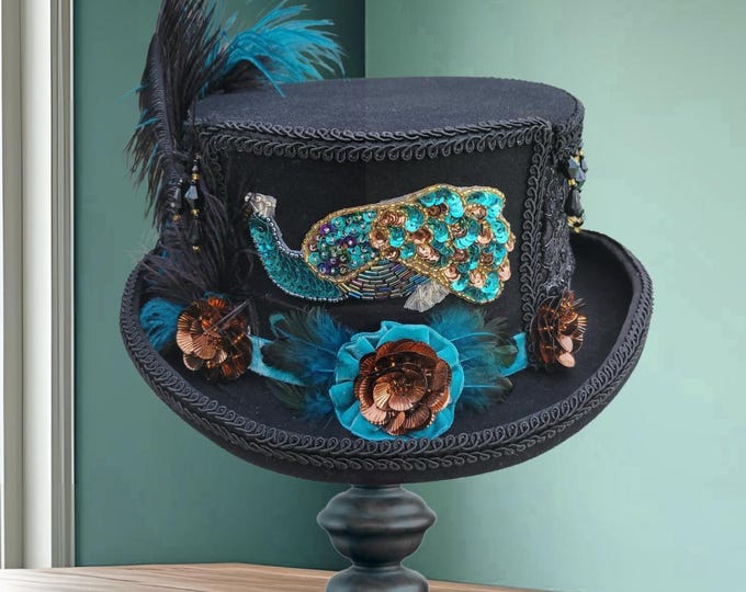 Sequin Peacock Top Hat - Etsy