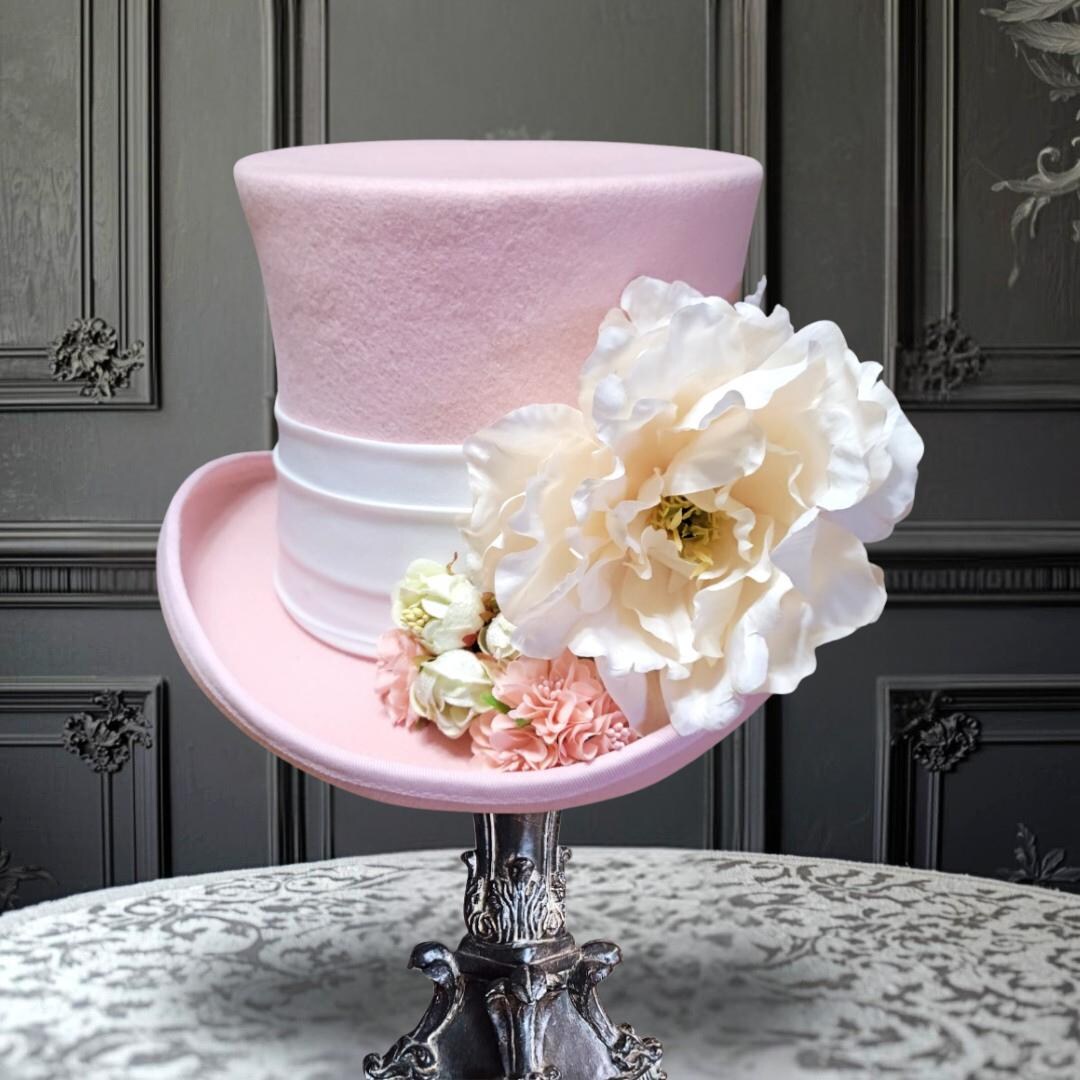 Tall Blush Pink and Ivory Top Hat - Etsy