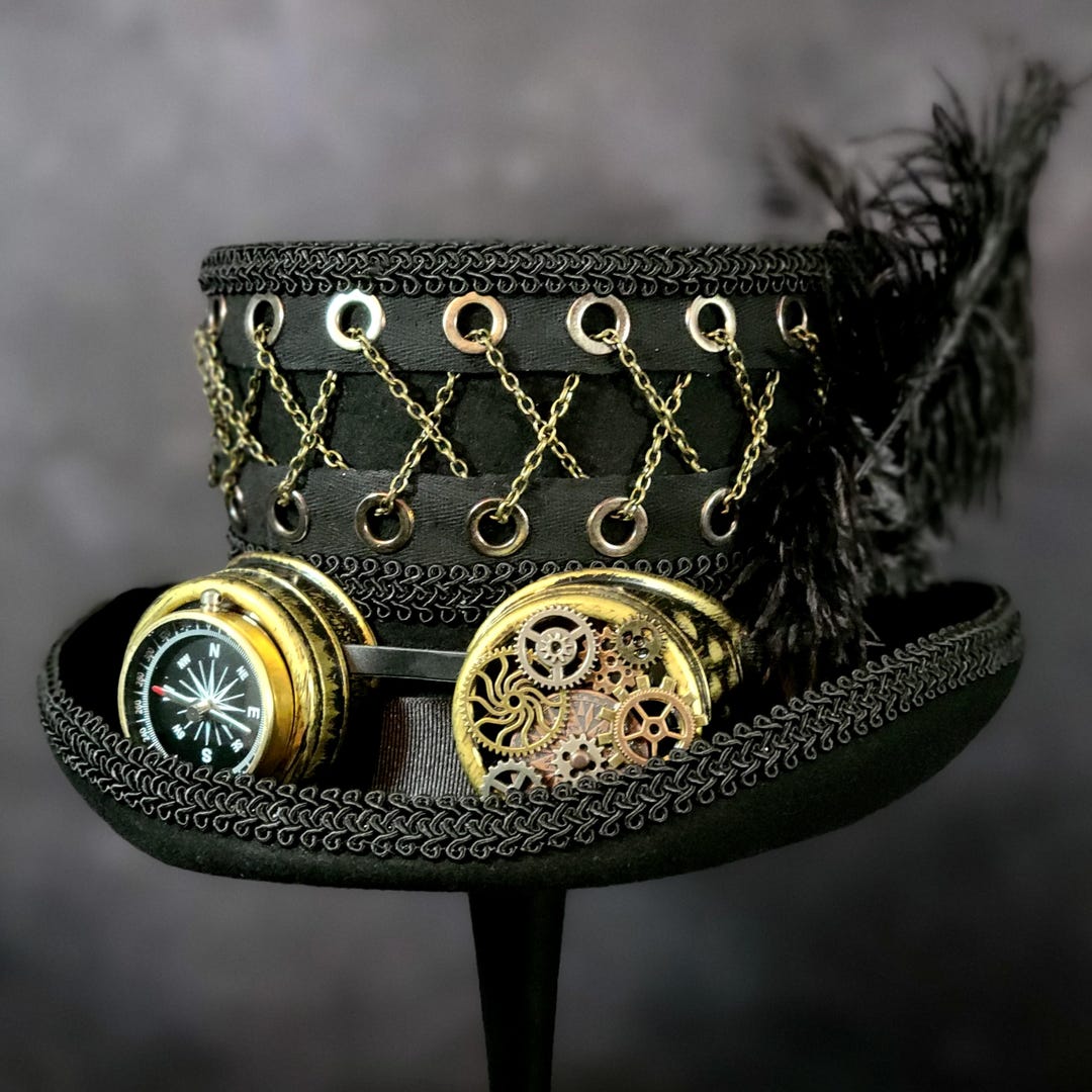 Black Steampunk Top Hat With Goggles - Etsy