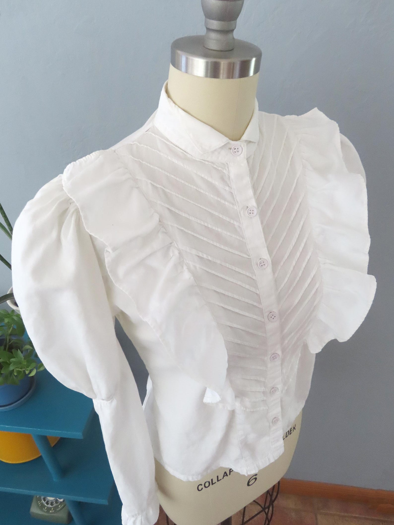 1970s Ruffle Tuxedo Blouse: Vintage Edwardian Cotton Top (S-M) - Etsy