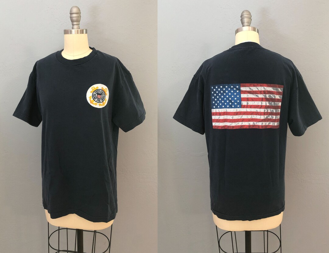 1980s American Flag Coast Guard T Shirt Size Medium Distressed Usa Flag ...