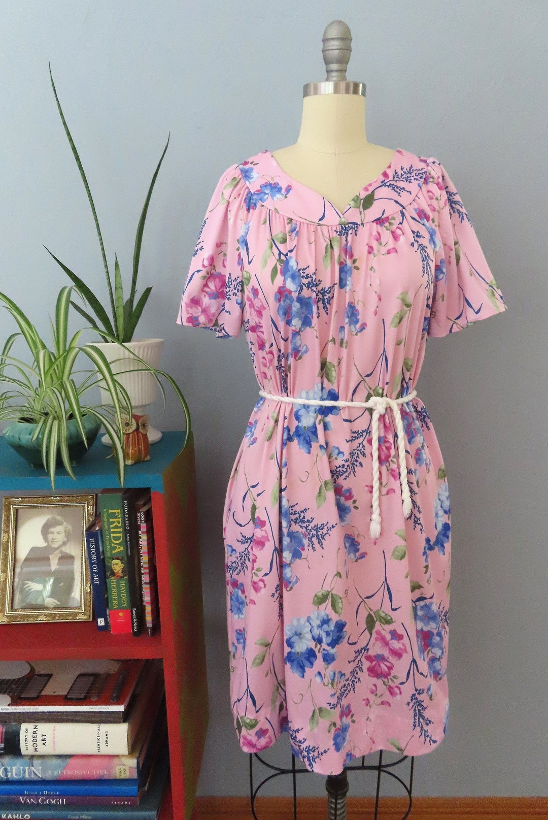 1980s Pink Floral House Dress | Medium Large | Mumu Muumuu Loungewear ...