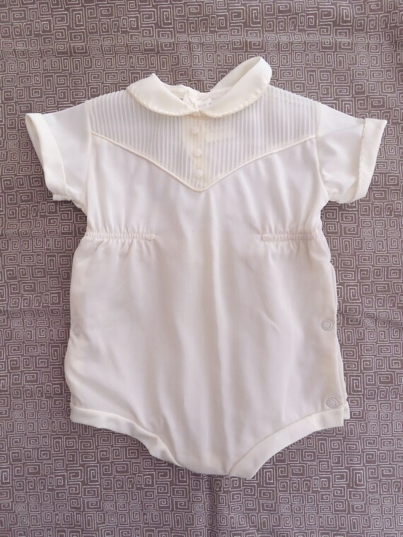 1950s infant white nylon creeper romper | size 6 mos … - Gem