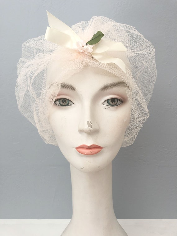 1950s sheer nylon tulle bonnet hair do scarf | one si… - Gem