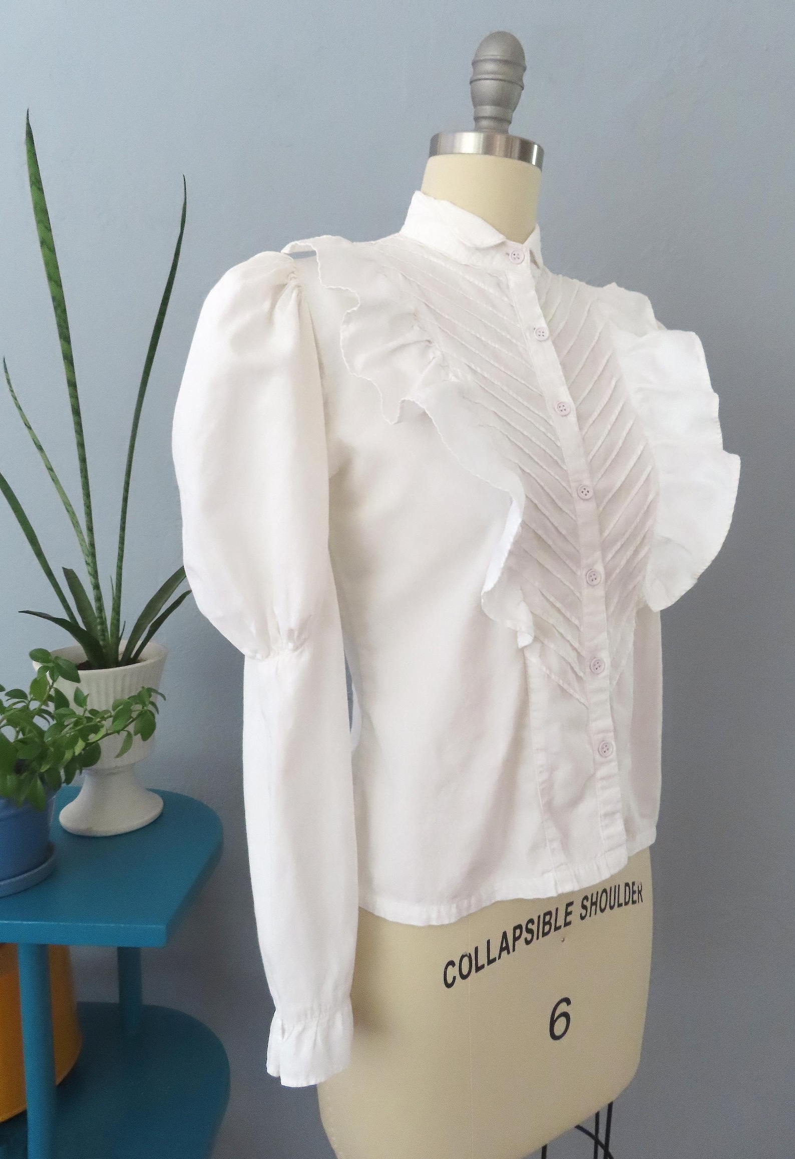 1970s Ruffle Tuxedo Blouse: Vintage Edwardian Cotton Top (S-M) - Etsy