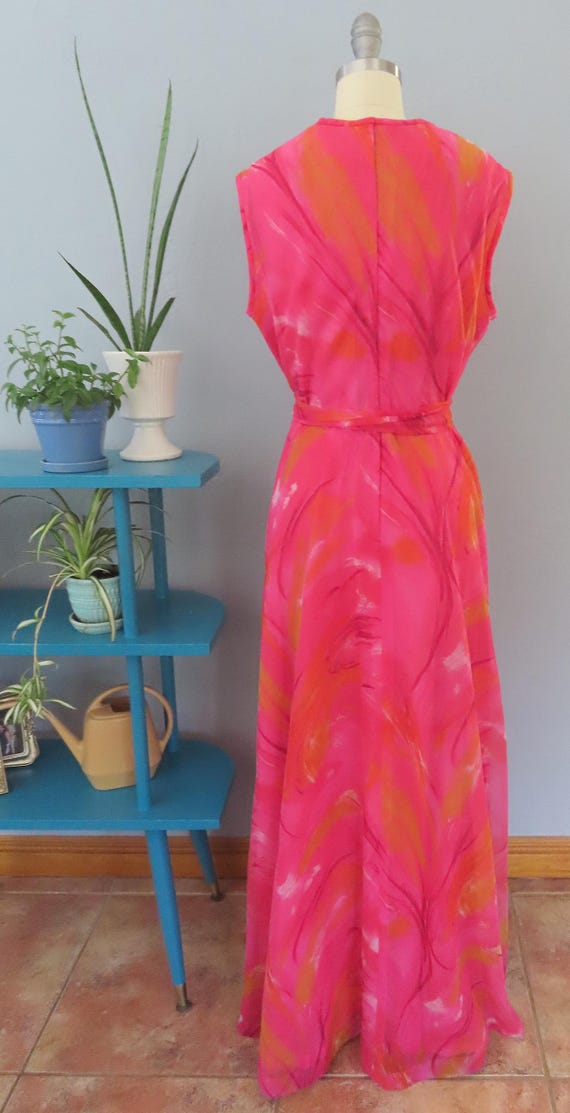 1960s Edith Flagg Watercolor Maxi Dress with Jacket &… - Gem