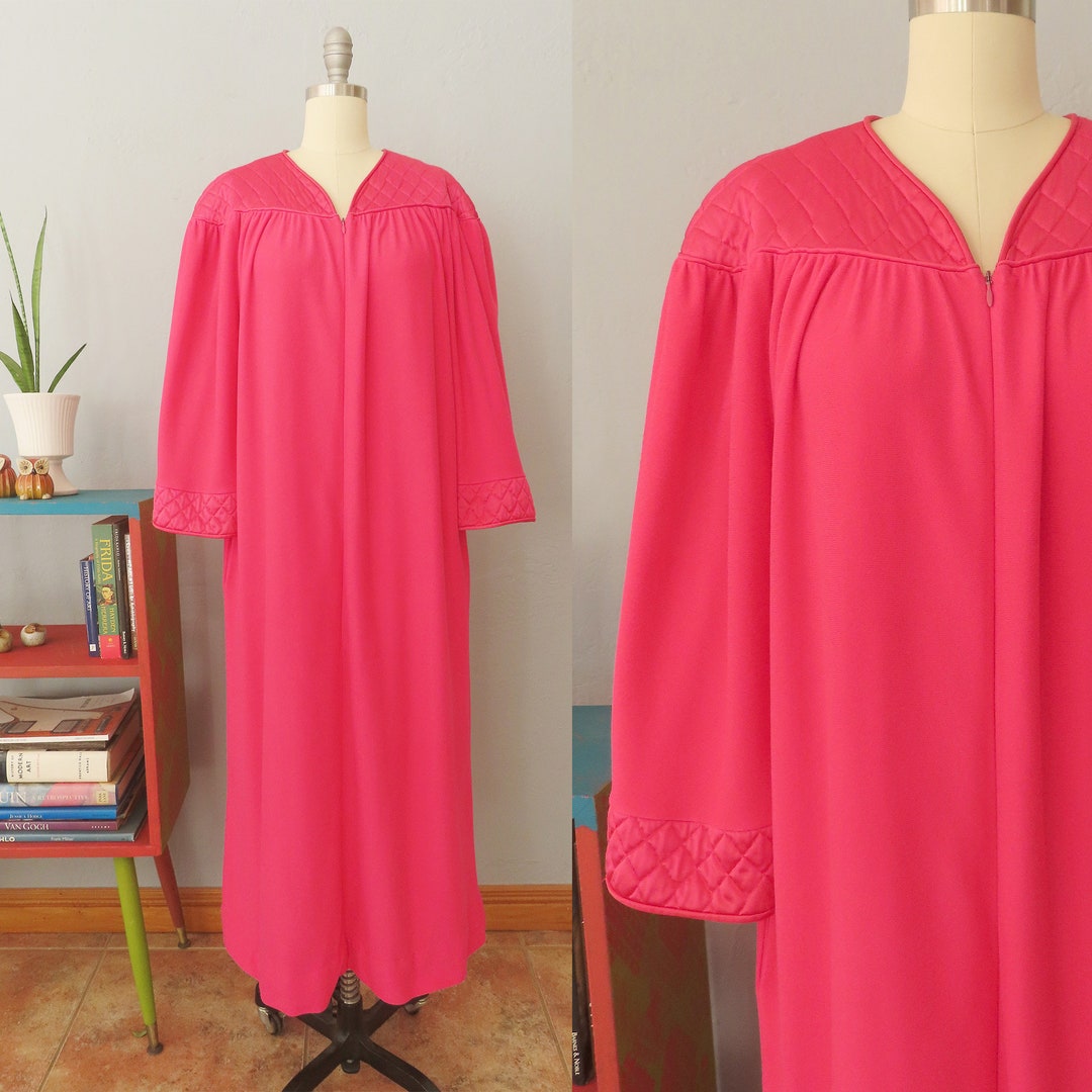 Vintage 70s Pink Quilted House Coat Robe Large Retro Comfort Wear ...