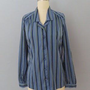 Vintage 70s Striped Blouse Shirt Womens Large 70s Button up 70s Disco ...