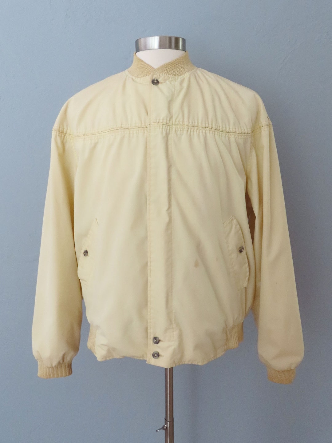 1970s Derby Light Yellow Windbreaker Jacket | XL Extra Large | Mens ...