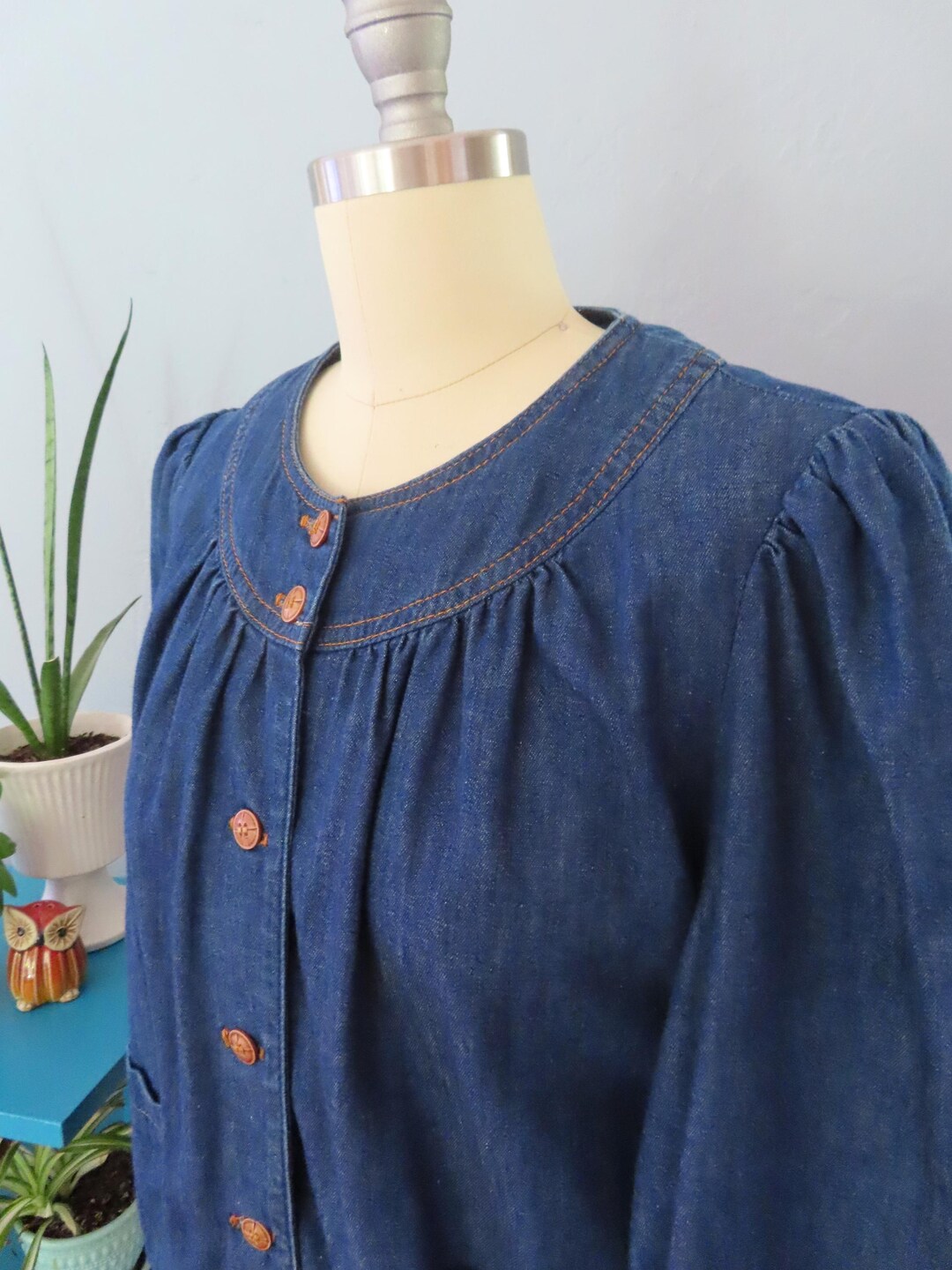 1980s Levi Strauss Dark Denim Blousy Jacket Top Medium Pleated ...