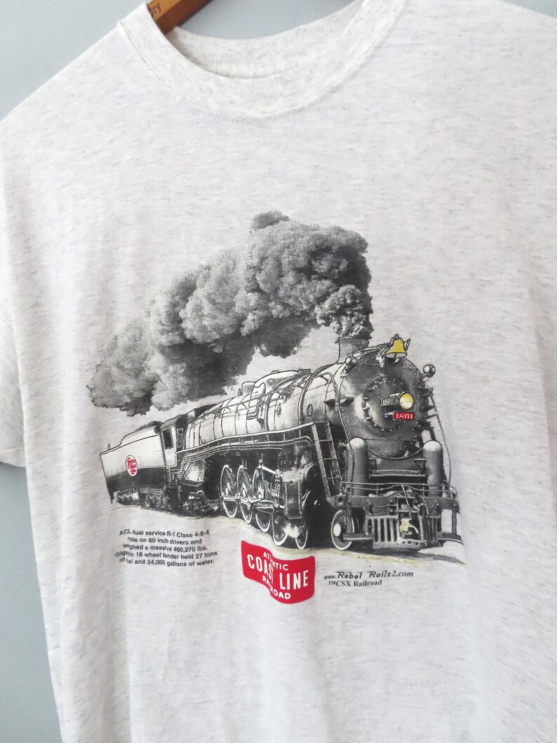 Vintage 90s Atlantic Coast Line Railroad T-shirt: Heather Gray Train ...