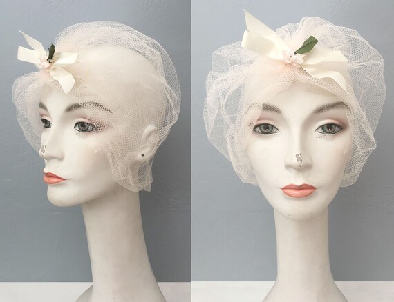 1950s sheer nylon tulle bonnet hair do scarf | one si… - Gem