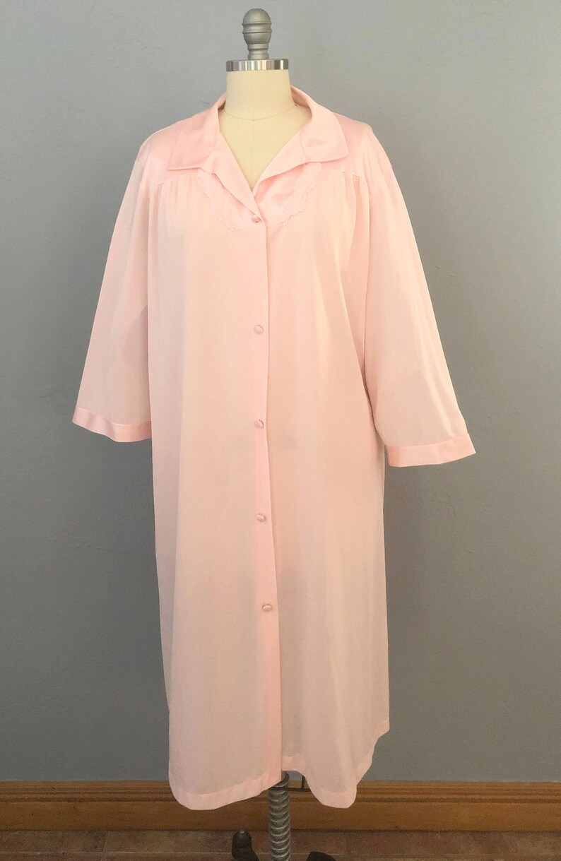 Vintage 80s Vanity Fair Pink Nylon Robe House Coat Large - Etsy