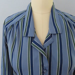 Vintage 70s Striped Blouse Shirt Womens Large 70s Button up 70s Disco ...