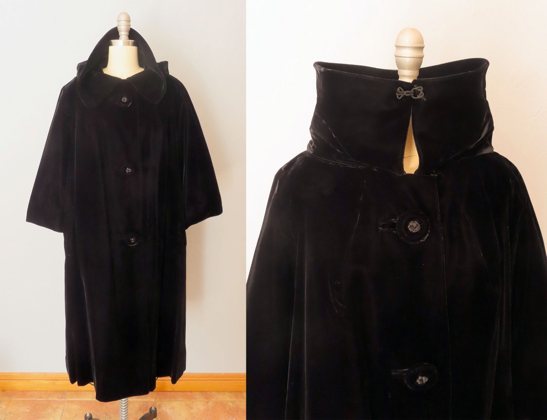 1950s Black Velvet Opera Coat | Womens Medium | Wedding Rennaisance ...