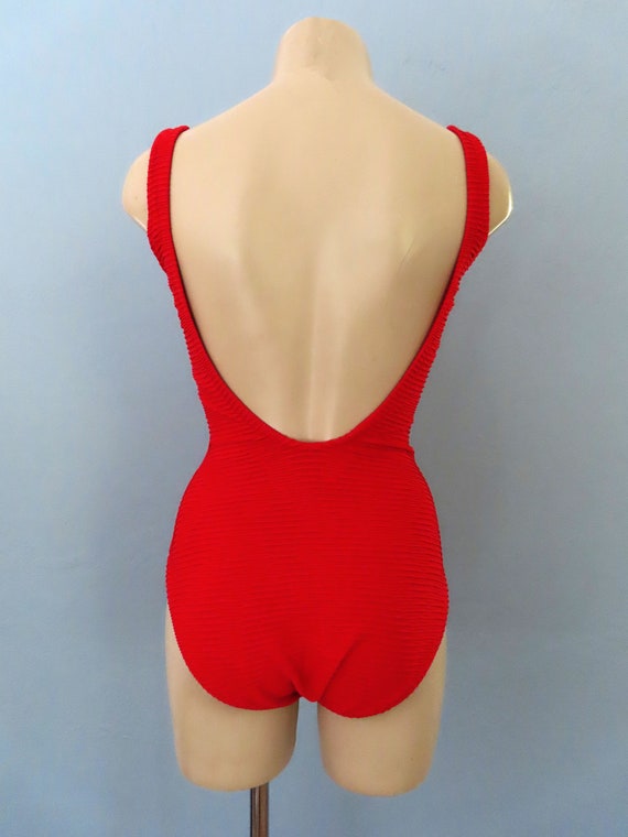 Vintage 80s One Piece Red Swimsuit Swim Pinup Swimsui… Gem