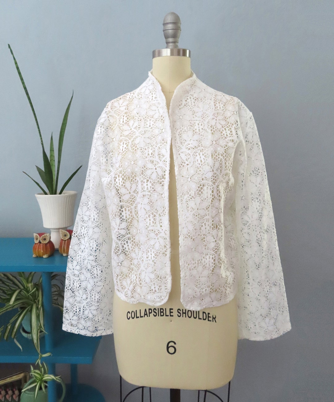 1960s White Victorian Lace Cardigan Jacket Top Medium Large Edwardian ...