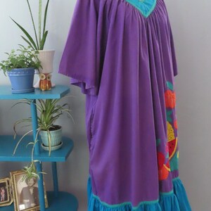 1980s Purple Blue Fruit Applique Muumuu Dress XL House Dress Tent Dress ...