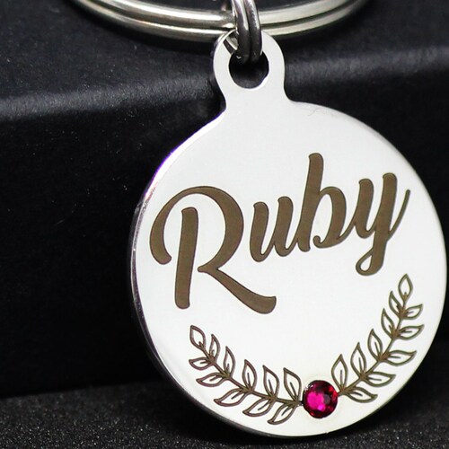 Dog Name Tag Custom Personalized With Crystal Engraved Dog ID - Etsy