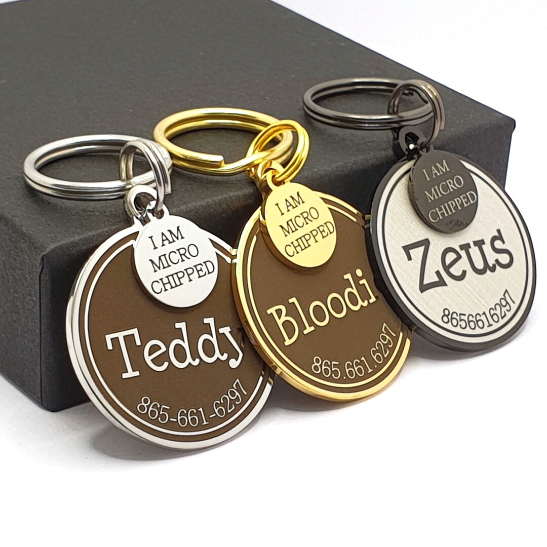 Personalized Dog ID Tag Custom Dog Tag Microchipped Engraved Pet ID Tag ...