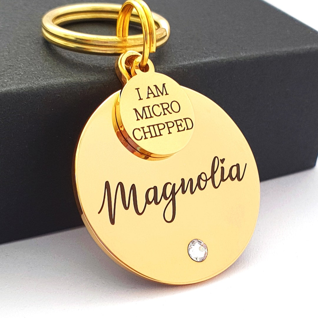 Dog Tag With Swarovski Crystal, Dog Name Tag, Engraved Dog Name Tag ...