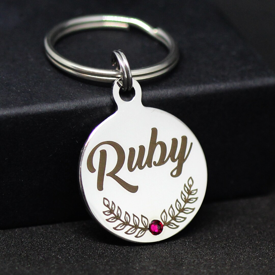 Dog Name Tag Custom Personalized With Crystal, Engraved Dog ID Tag With ...