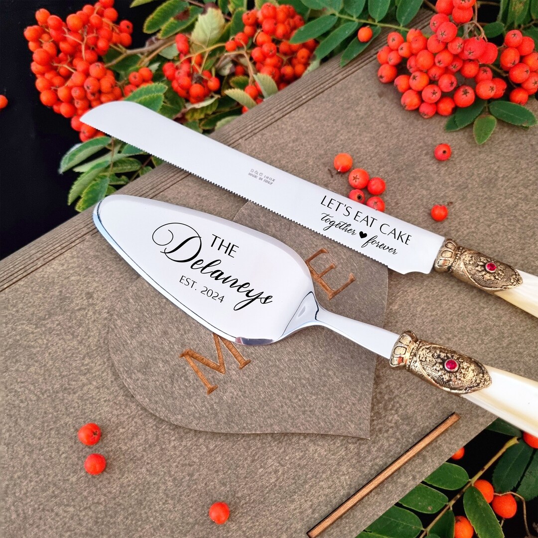 Wedding Cake Cutting Set With Ivory Pearl Handle - Server and Knife ...