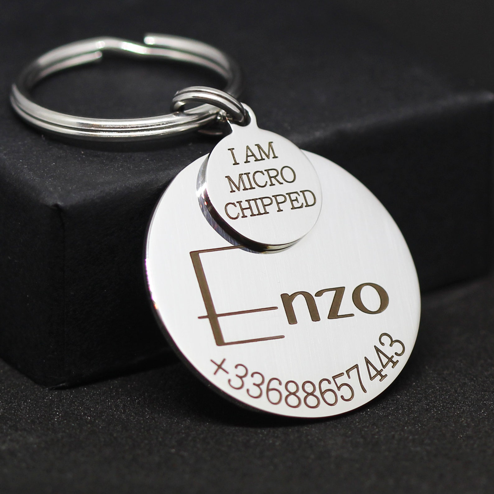 Microchipped Dog Tag Small Microchip Dog Tag Personalized | Etsy