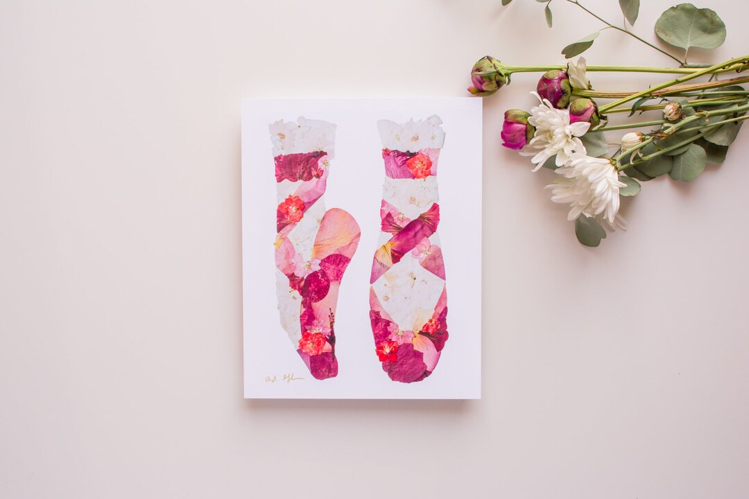 Pressed Flower Ballet Slippers Print (pink) - Etsy